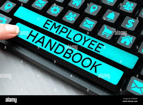 Conceptual Display Employee Handbook Word Written On Document That Contains An Operating