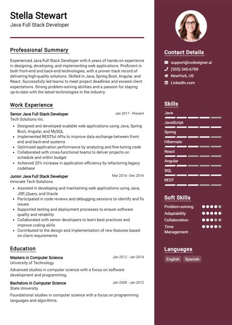 15 Full Stack Engineer Developer Cv Examples For 2024 Free Downloadable Cvdesigner Ai