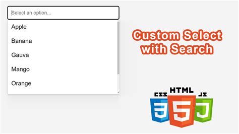 Custom Select Dropdown With Search Functionality Using Html Css And