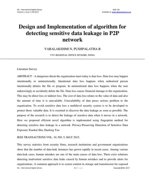 Design And Implementation Of Algorithm For Detecting Sensitive Data