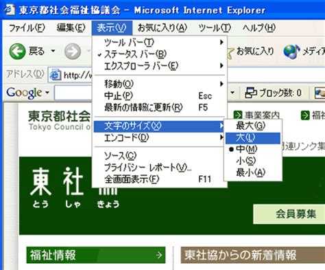 文字サイズの変更方法｜東京都社会福祉協議会