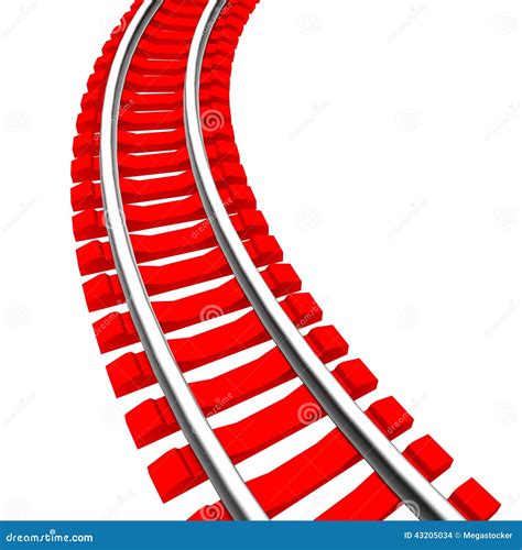 Single Curved Railroad Track Isolated Stock Illustration Illustration