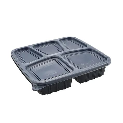 5 Compartment Takeaway Container Set Black Wf Plastic