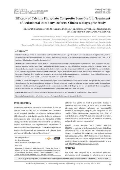 Pdf Efficacy Of Calcium Phosphate Composite Bone Graft In Treatment