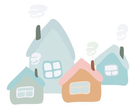 Set van schattige cartoon huizen geïsoleerd op wit vector plat