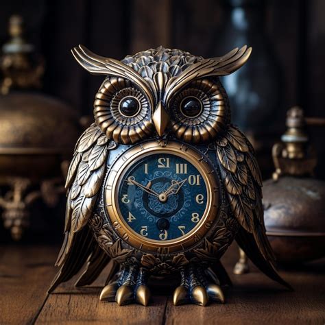 Premium Ai Image Owl Shaped Clock