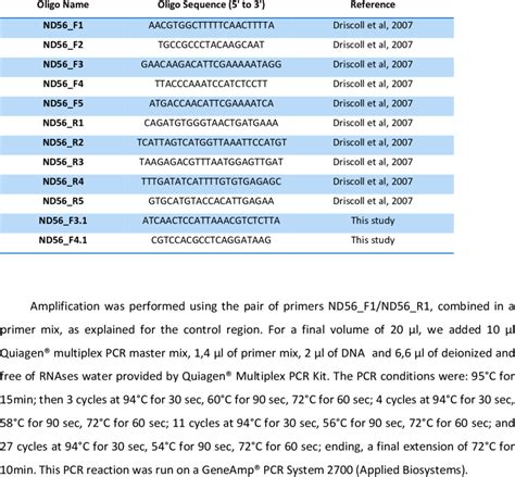 Primer Sequences Used To Amplify And Sequencing Of Two Mitochondrial Download Table