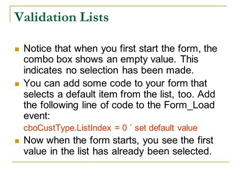 Vb Data Validation Unit 4 Input Validation Validating User Input