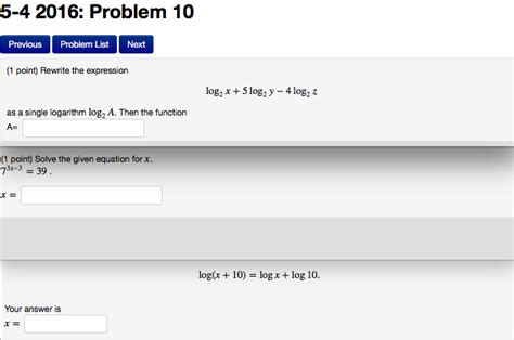 solved rewrite the expression log 2x 5 log 2y minus 4