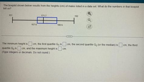 Solved The Boxplot Shown Below Results From The Heights Cm Chegg