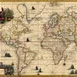 Mapa Mundi Antigo 1628 Tela para Quadro Decoração Santhatela
