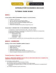 201802 TUTORIAL GUIDE IECO1100 Docx INTRODUCTORY ECONOMICS IECO1100