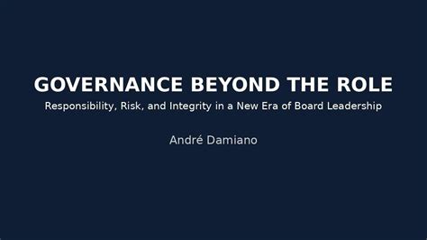 Governance Beyond The Role