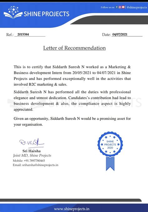 Siddarth Suresh N On Linkedin Opportunity Intern Internship Thankyou Projects Experience