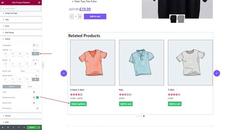 how to configure and style woo related product widget with elementor