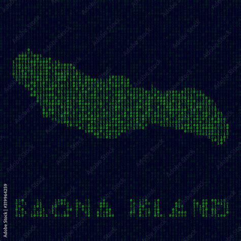 digital saona island logo island symbol in hacker style binary code