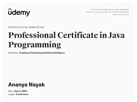 completed java course on udemy ananya nayak posted on the topic