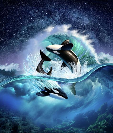 Orca Wave Digital Art By Jerry Lofaro Pixels