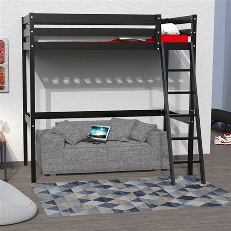 Lit Mezzanine STUDIO 90x190 1 Sommier Noir