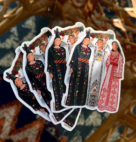Palestinian Women Sticker Vinyl And Waterproof 3 X 21 Tatreez Sticker