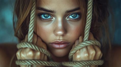 A Girl With Tied Hands Shows Sadness And Vulnerability In A Moody