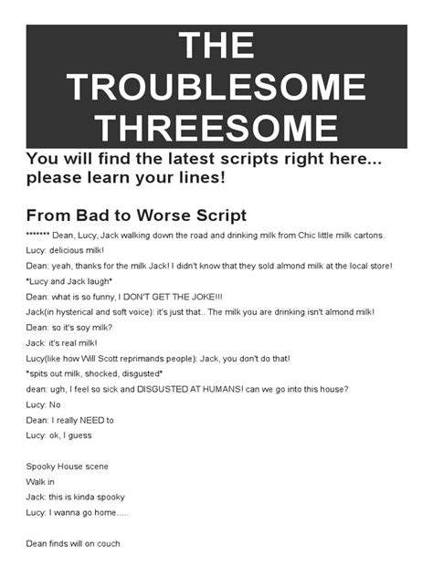The Troublesome Threesome Scripts Final Pdf Mystery Thriller