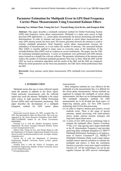 PDF Parameter Estimation For Multipath Error In GPS Dual Frequency Carrier Phase Measurements