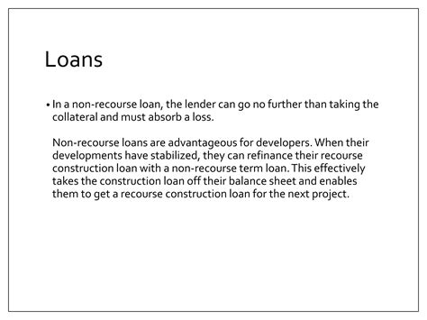 Understanding Recourse And Non Recourse Loans Ppt
