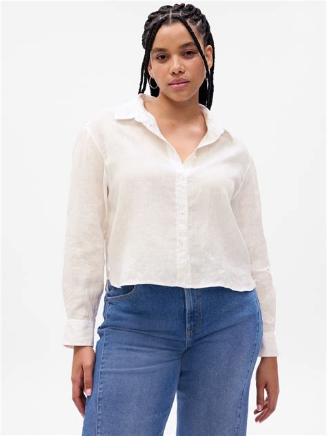 Linen Cropped Shirt Gap