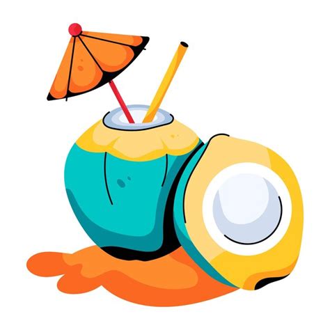 Premium Vector Trendy Flat Icon Of Tropical Cocktail