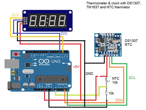 led display clock and thermometer with ds1307 and tm1637 fritzenlab