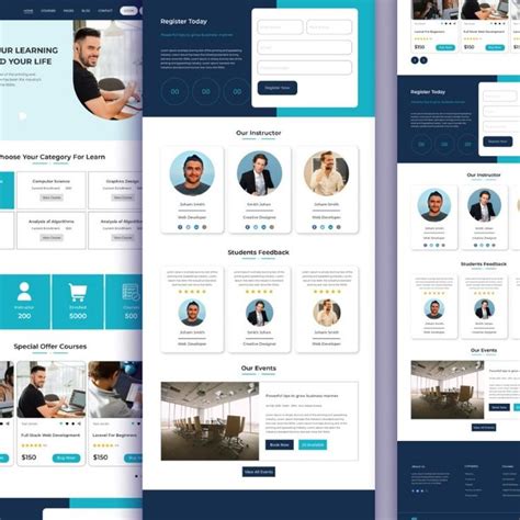 E Learning Management System Landing Page Design Psd Template Psd Templates Landing Page