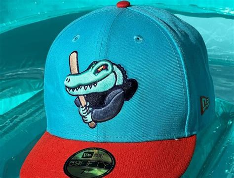 Alligator Light Blue Orange Fifty Fitted Hat By Uprok X Dionic X New