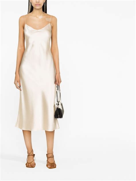 Polo Ralph Lauren V Neck Silk Midi Dress Neutrals Farfetch