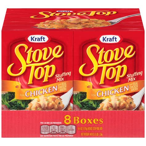Kraft Stove Top Chicken Stuffing Mix Herb Seasoned 8 Count Pack 6 Oz