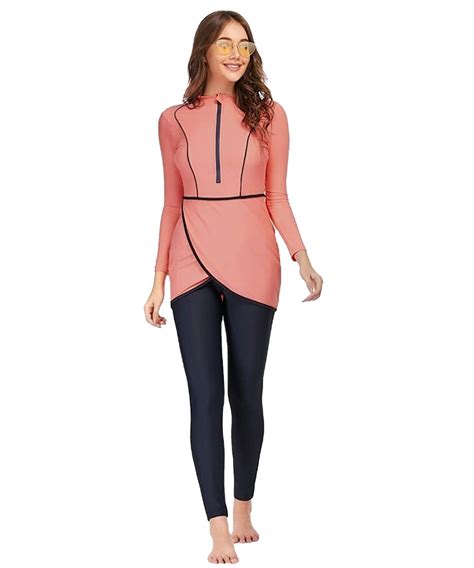 Women Modest Muslim Swimwear Patchwork Hijab Sport Long Sleeves