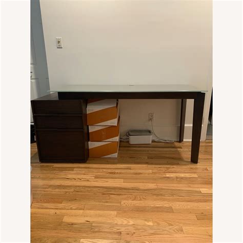 Sliding Glass Top Modern Desk Aptdeco