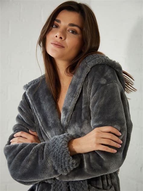 Buy Threadbare Grey Faux Fur Trim Dressing Gown From The Next Uk Online Shop