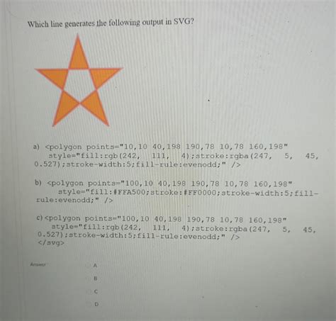 Solved Which Line Generates The Following Output In Svg A
