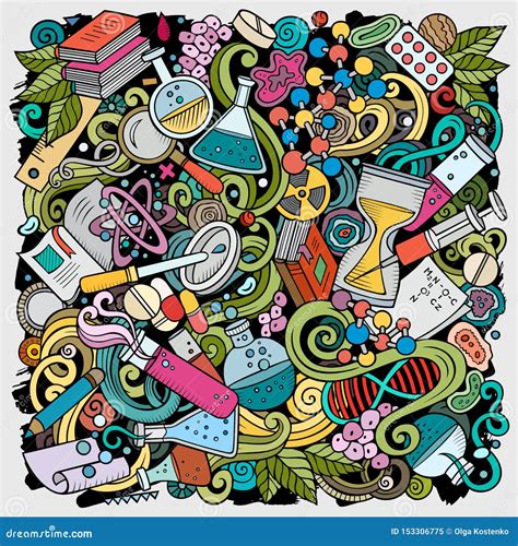 Science Hand Drawn Vector Doodles Illustration Poster Design Stock