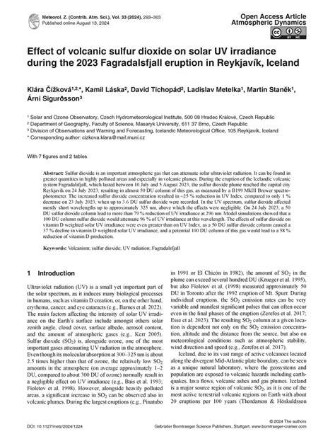 Effect Of Volcanic Sulfur Dioxide On Solar Uv Irradiance During The 2023 Fagradalsfjall Eruption