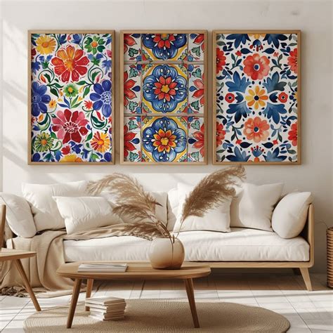 Printable Set Of 3 Mexican Talavera Mexican Wall Decor Mexican