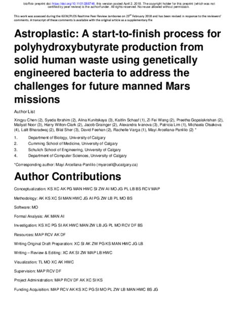 Pdf Astroplastic A Start To Finish Process For Polyhydroxybutyrate