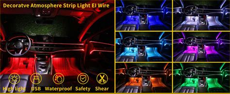 YONGMING Bande LED Lumineuse 7 Couleurs pour Voiture Néon LED