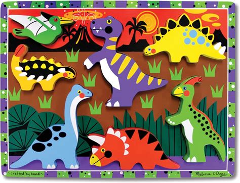 Melissa And Doug Dinosaur Wooden Chunky Puzzle 7 Pcs