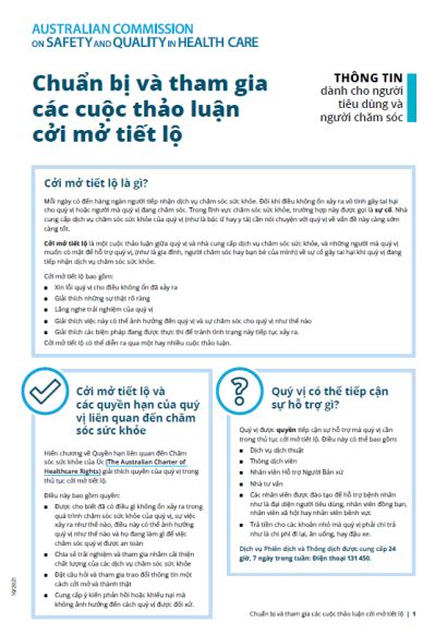 Open Disclosure Resources For Consumers Australian Commission On