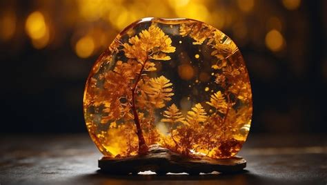 Premium Photo Polished Amber A Golden And Clear Double Exposure