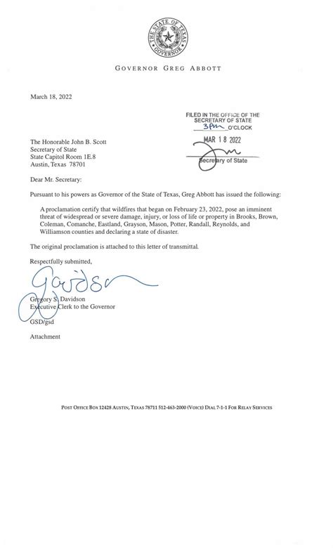 Disaster Declaration Letter And Proclamation