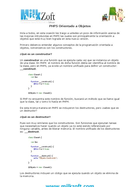 Php5 Orientado A Objetos Pdf Objeto Informática Clase Programación Informática