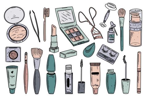 Make Up Doodle Set With Lipstick Cream Mascara Shades Brushes Make
